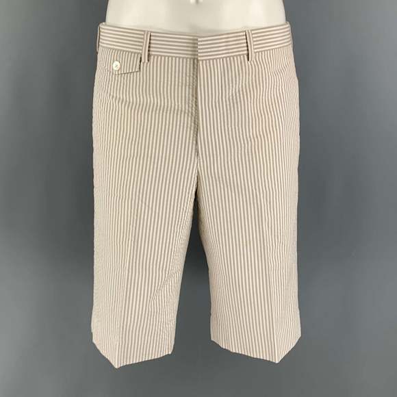 BLACK FLEECE | Shorts | Black Fleece Khaki White Seersucker Cotton ...